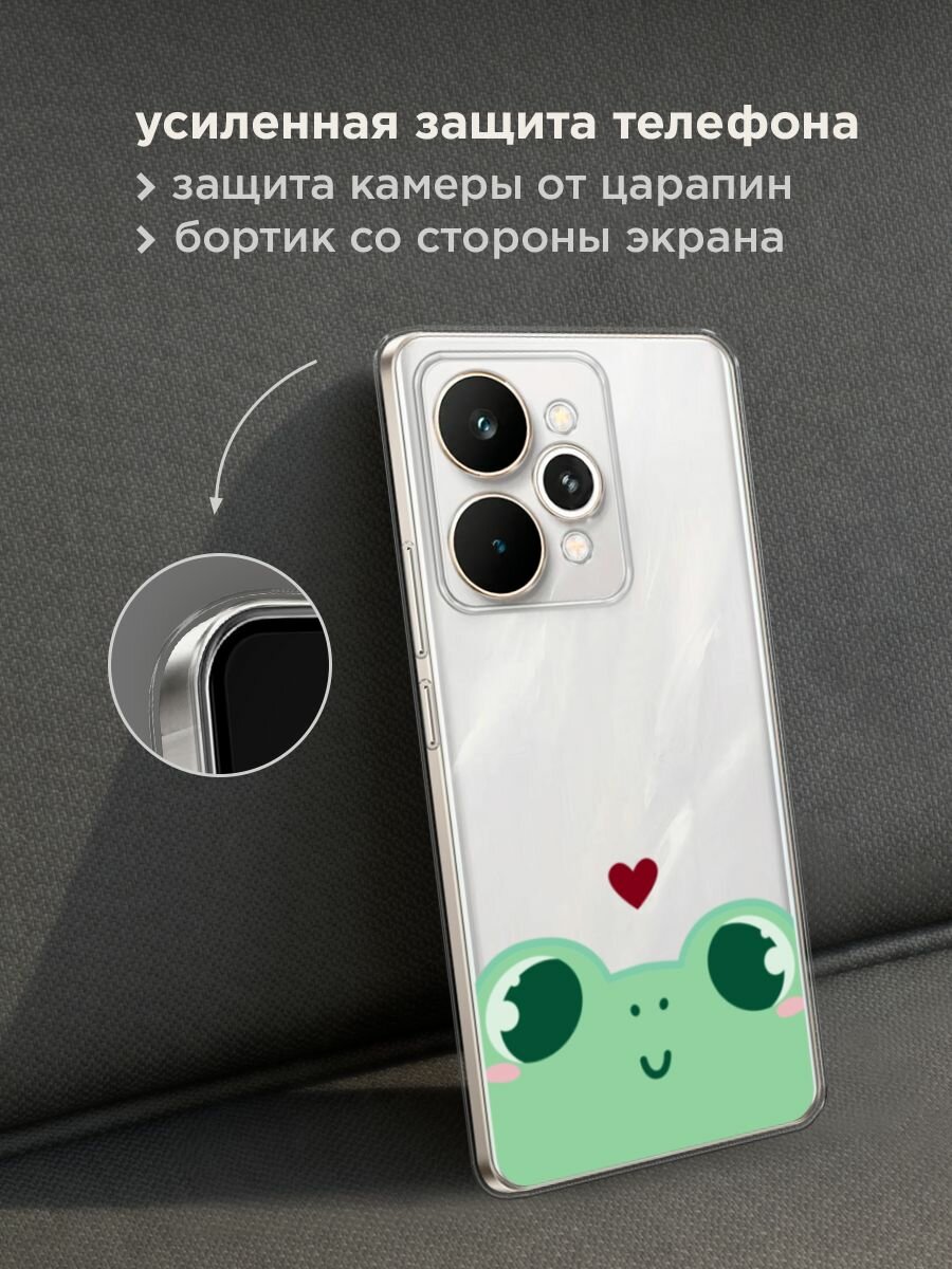 Чехол на Realme 15 Pro / Реалми 15 Про с принтом "Влюблённая лягушка - 14 февраля", прозрачный — фото 1