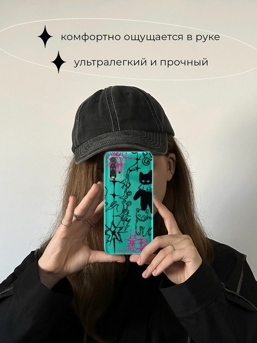 Чехол на Xiaomi Redmi 9T / Сяоми Редми 9Т с принтом "Готические котики" — фото 1