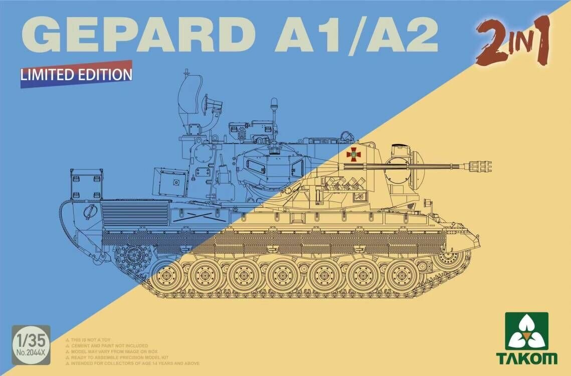 Takom 2044X 1/35 Модель сборки Gepard Самоходная артиллерия A1/A2 2 in 1