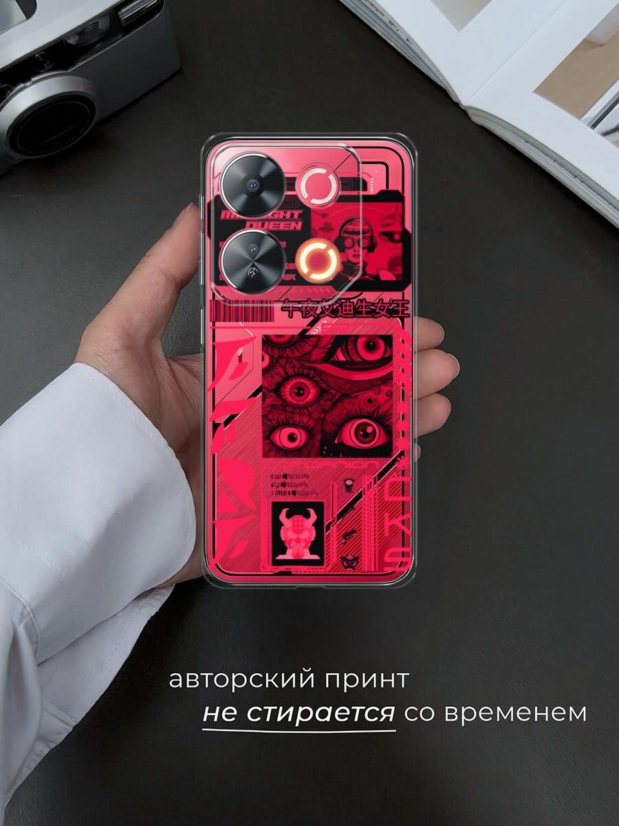 Чехол на Itel P65 / Ител P65 с принтом "Mionight queen", прозрачный — фото 1
