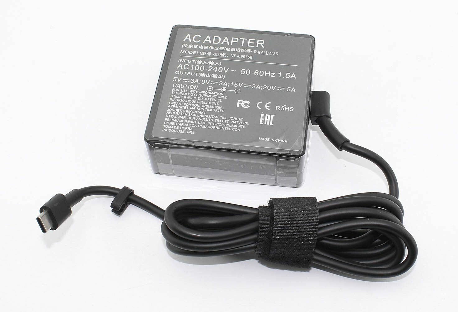 Блок питания (сетевой адаптер) для ноутбуков Asus 5V, 9V, 15V 3A, 20V 5A (Type-C) 100W OEM