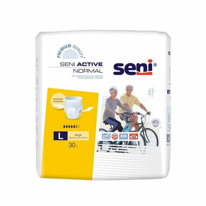 Подгузники-трусики SENI "Сан Active", Large, Normal, впитывающие, 30 шт