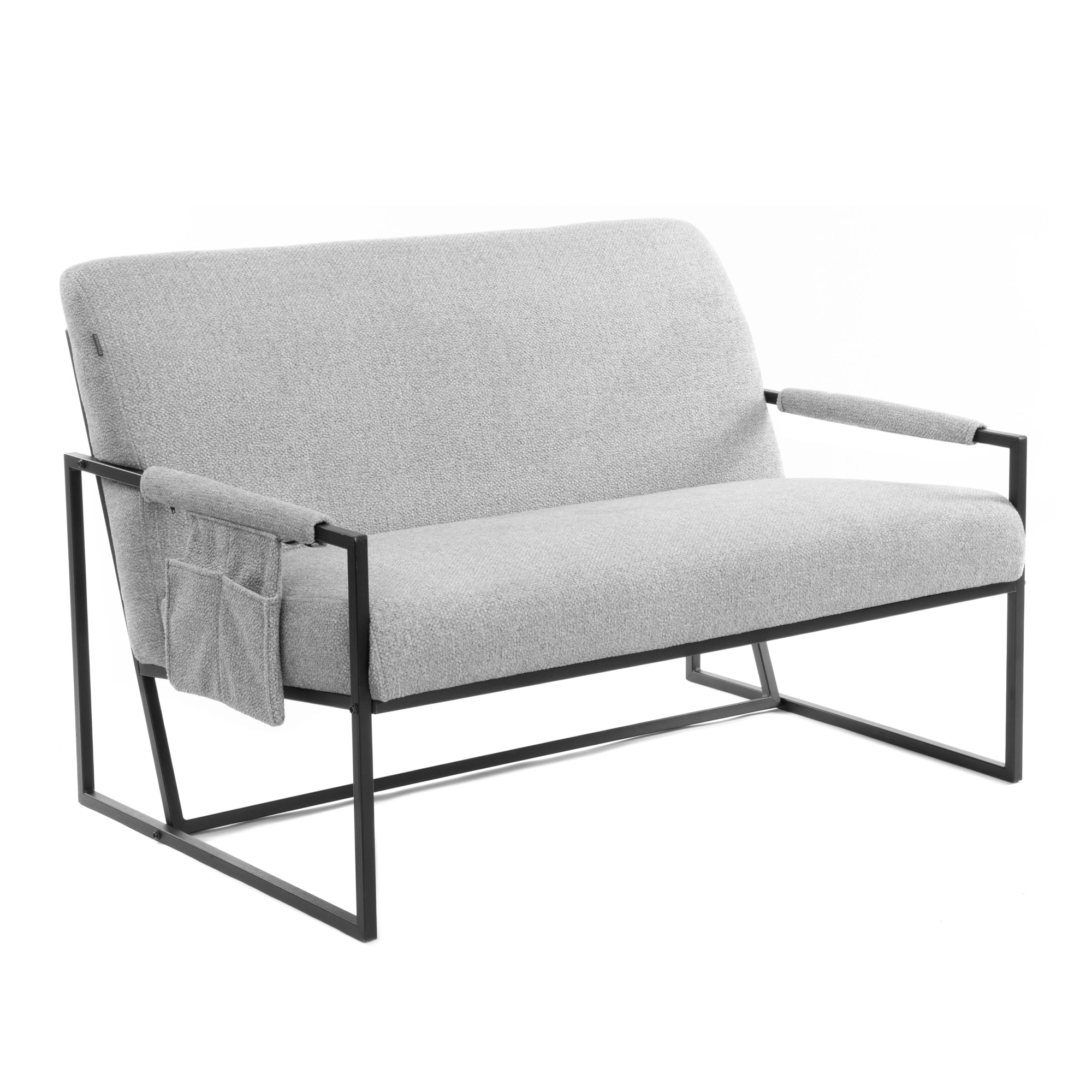 Диван Charli LUX Tetchair серый, ткань и металл, мягкое сиденье, с подлокотниками