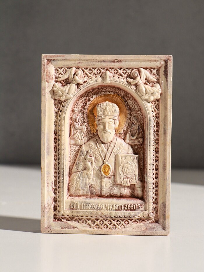 Икона с подвесом "Николай Чудотворец" размер 12х9х2 см, гипс, роспись