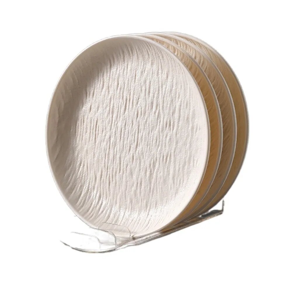 Каменная тарелка 6 дюймов, набор 6 штук Бежевый, White