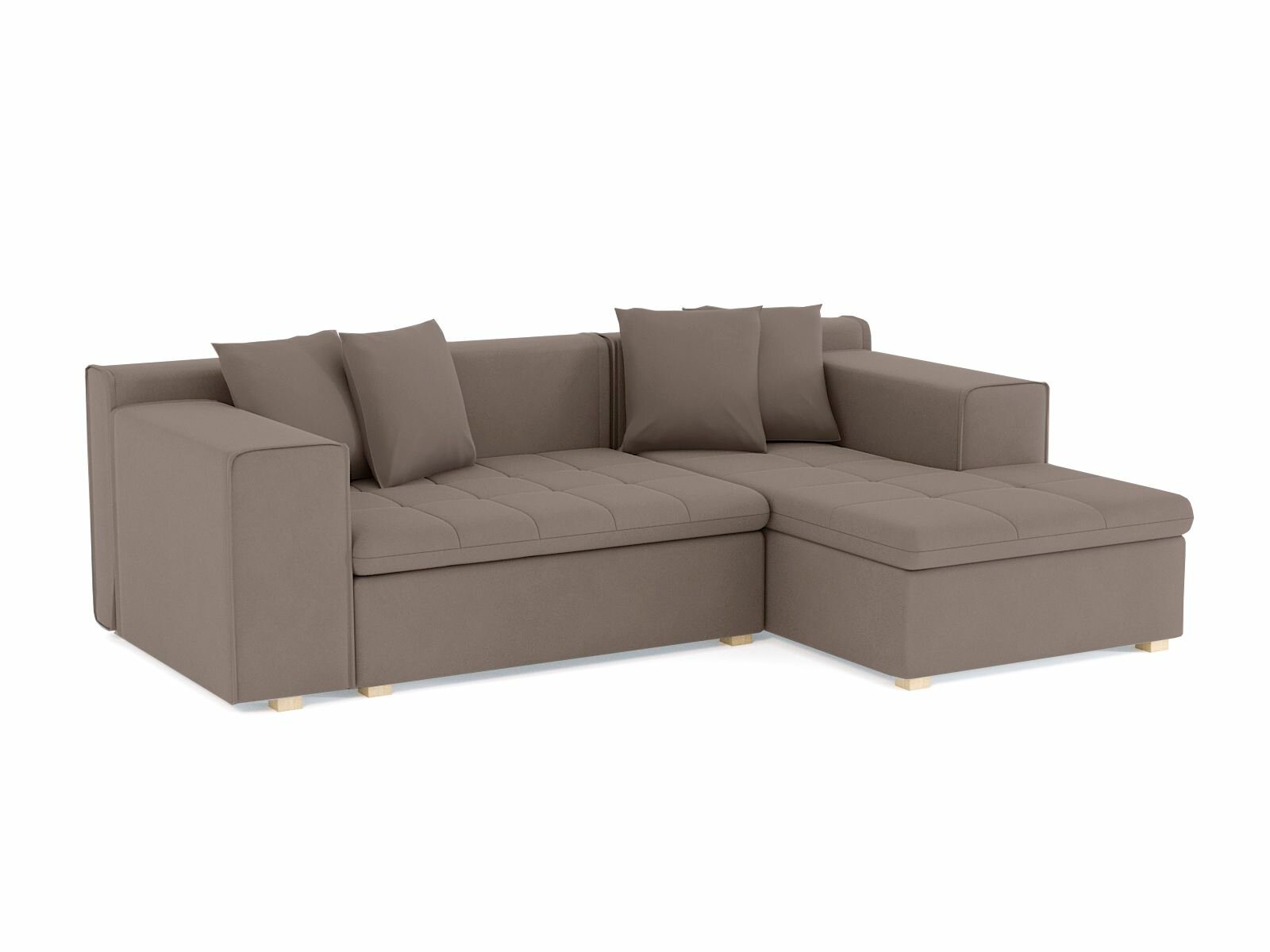 Угловой диван Чикаго, без механизма трансформации, угол левый/правый, велюр Зара Лайт Браун 05