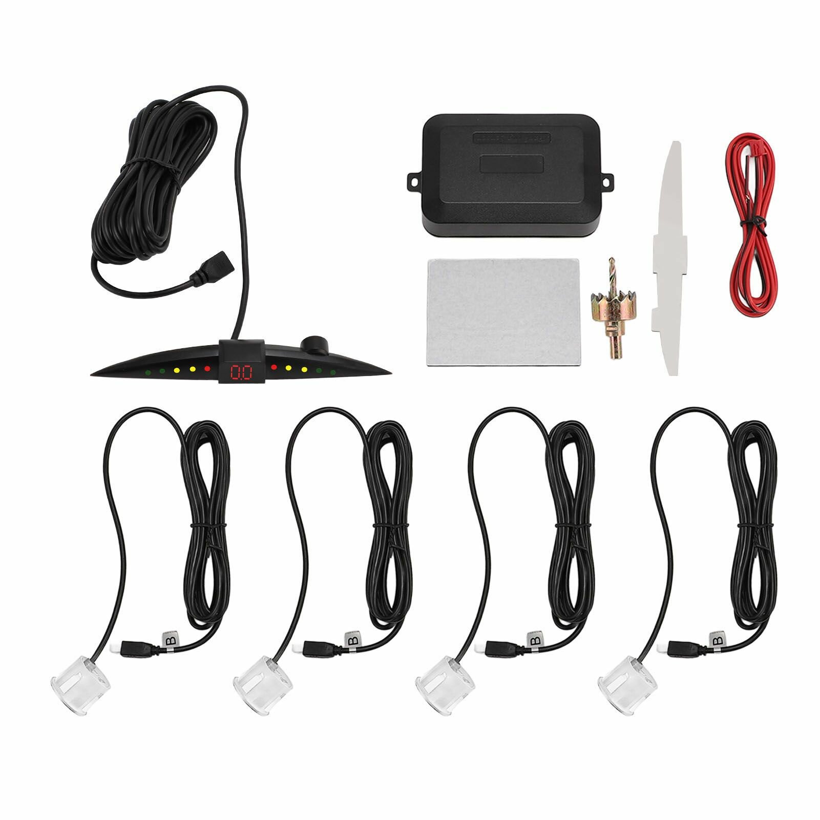 Парктроник с 4 датчиками, LED-дисплеем (белый)