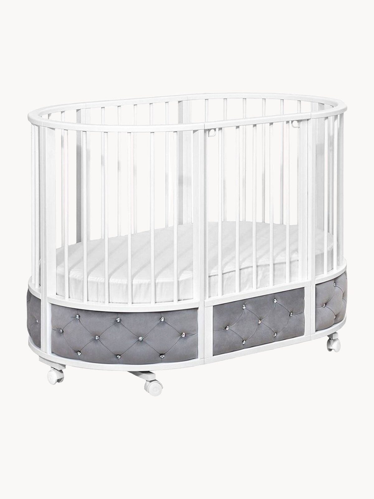 Кроватка-трансформер 7в1 Sweet Baby Brillantezza на колесах Белая/серая
