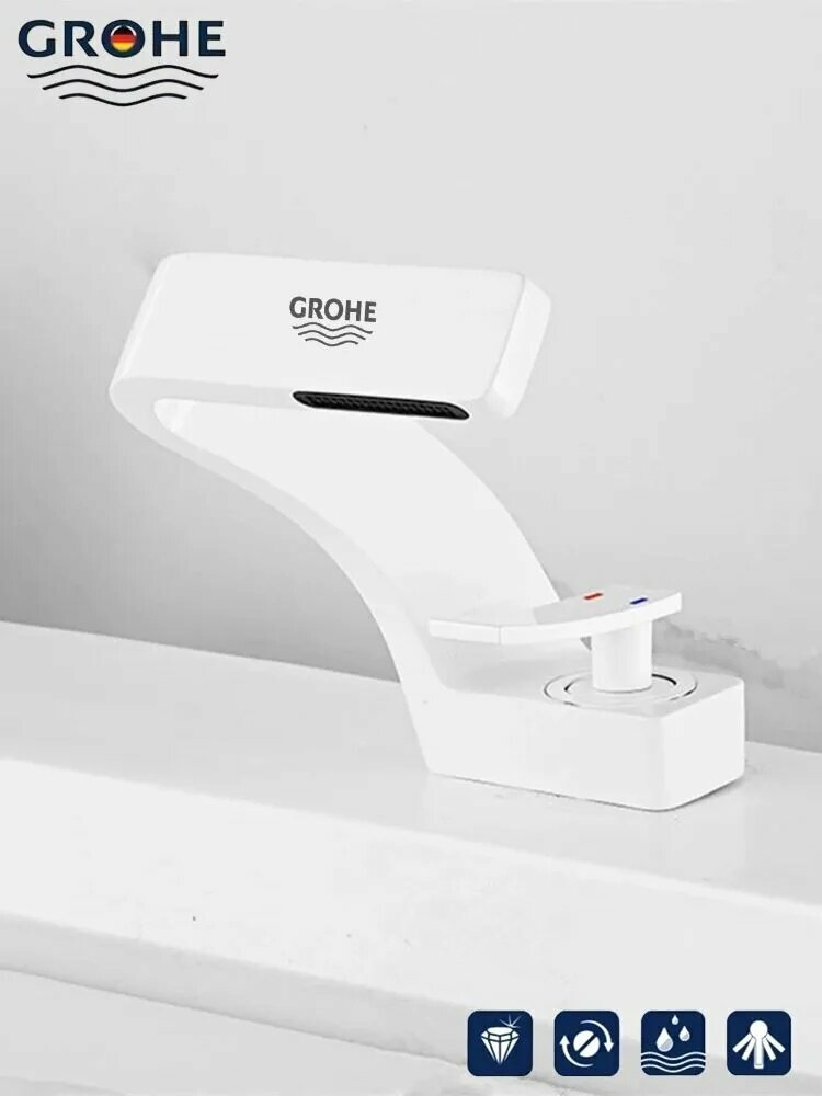 Смеситель для ванной комнаты, смеситель для раковины GROHE, медный креативный водопадный кран