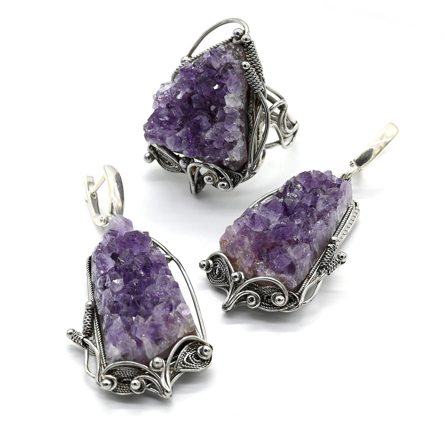 Комплект бижутерии, аметист