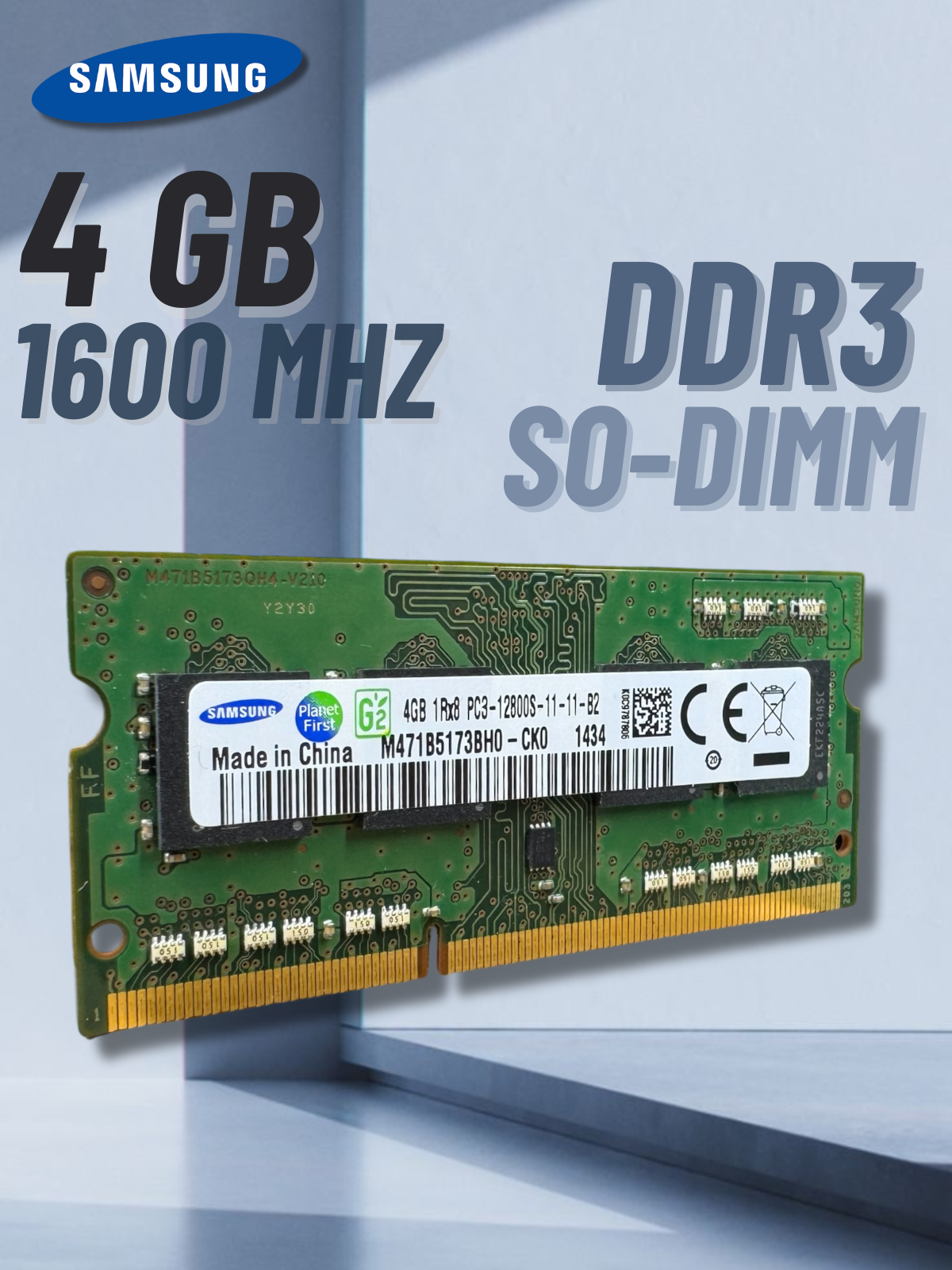 Оперативная память для ноутбука Samsung 4 ГБ DDR3 1R8 1600 МГц SODIMM M471B5173BH0-CK0