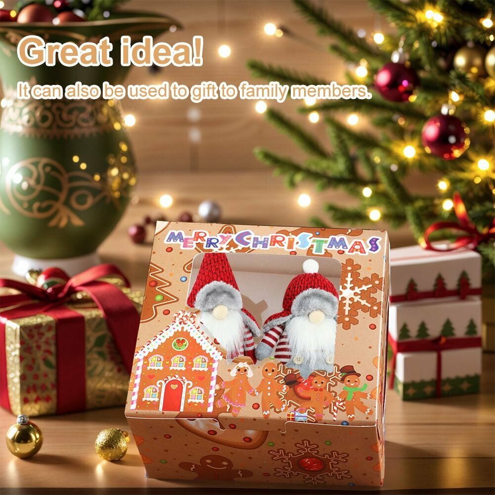 24 шт. рождественских коробок для кексов с лентой и открытками, рождественская прозрачная подарочная коробка с окном