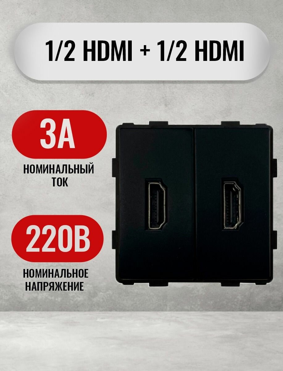 Розетка HDMI KLUST Basic, черная — фото 1