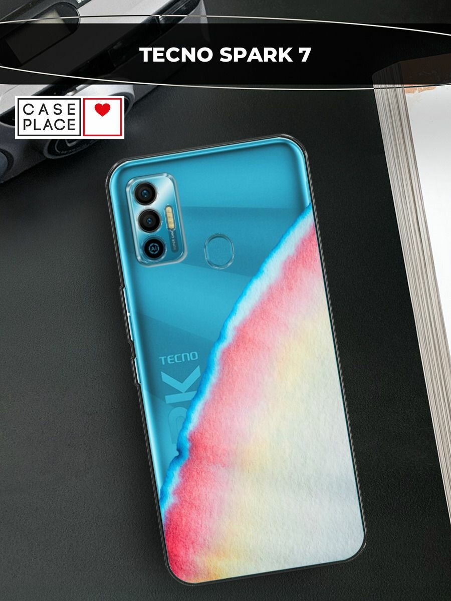 Чехол на Tecno Spark 7 / Техно Спарк 7 с принтом Слияние красок, прозрачный