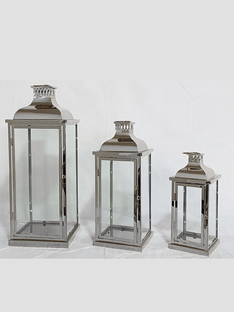 Набор фонарей-подсвечников Country Artists, серебристые, фабричное производство, 3 шт