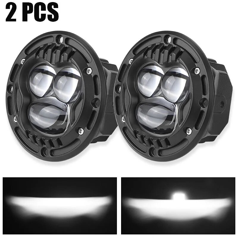 2 шт. Круглые 4-дюймовые LED противотуманные фары 12V 24V