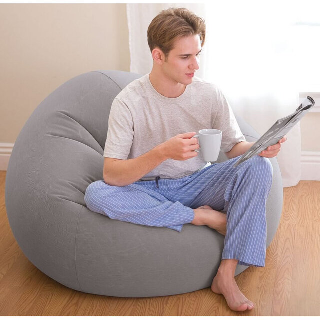 Надувное кресло Beanless Bag Chair 107*104*69 см серое, INTEX, 68579