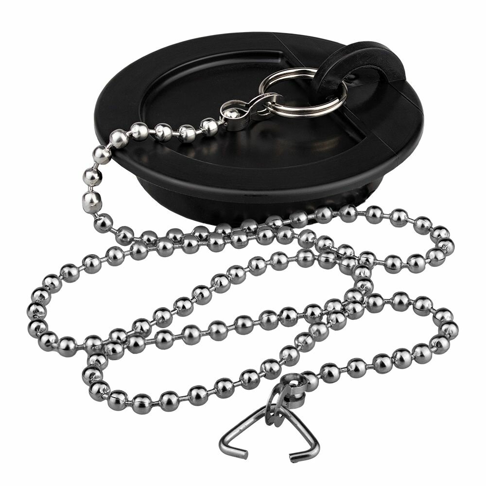 Пробка для ванн и раковин MasterProf с цепочкой, нержавеющая сталь, 45 см, черная