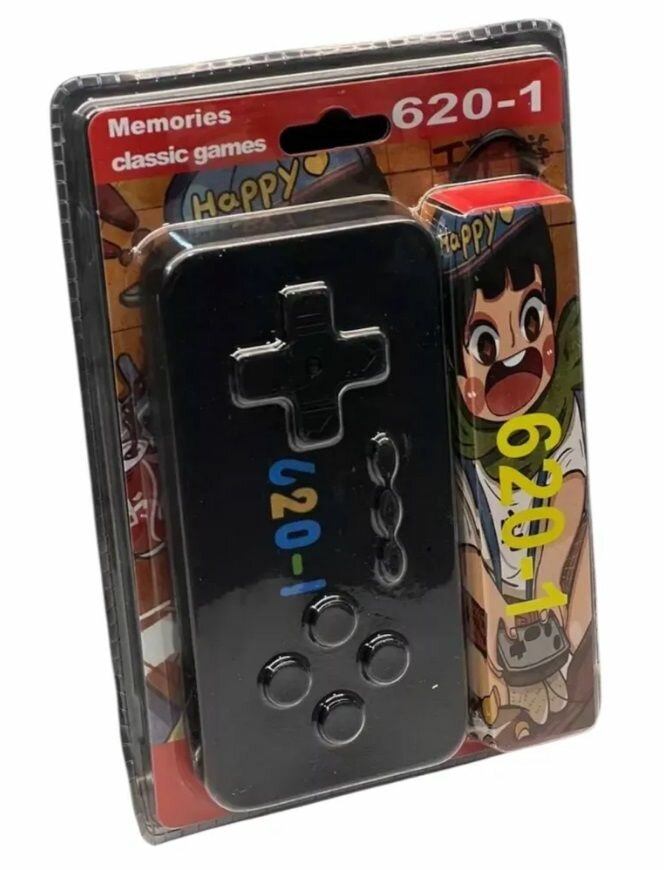 Игровая ретро приставка Memories Classic Games, 620-1, с джойстиком и батареей, черная