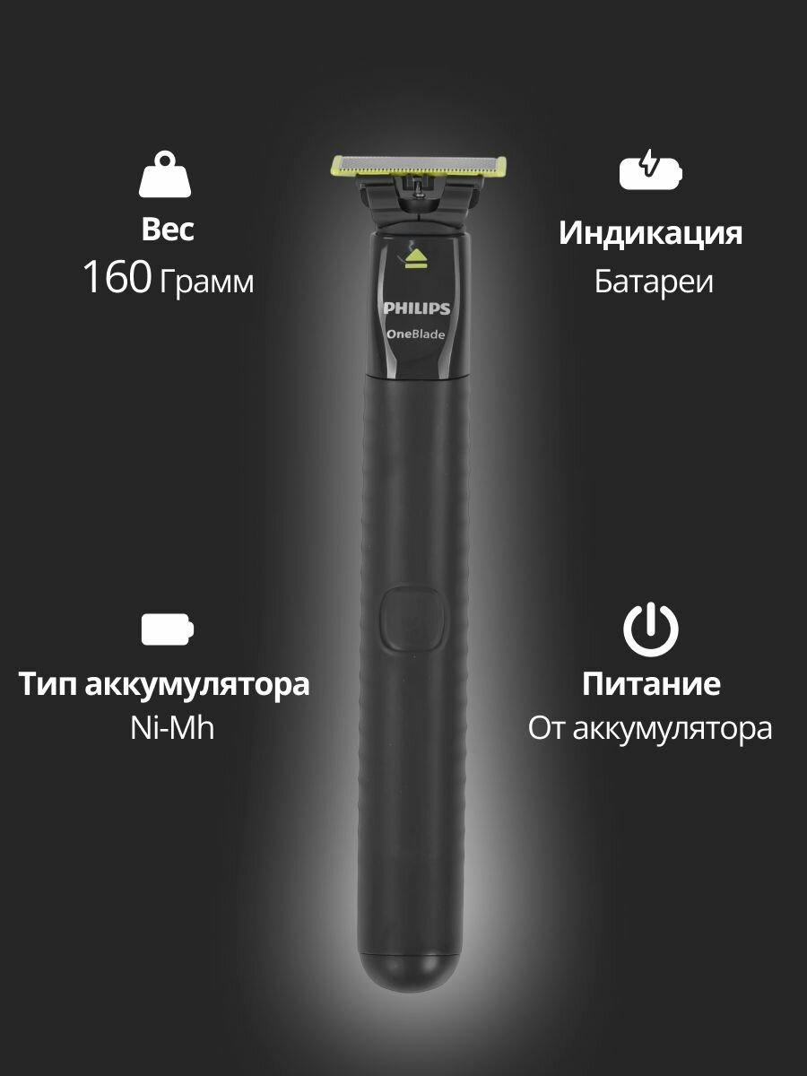 Триммер Philips OneBlade QP1424/10 Black/Green — фото 1