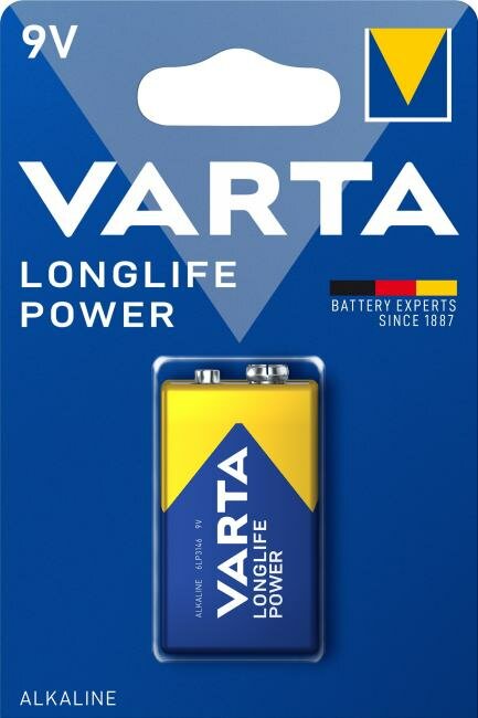 VARTA 04922121411 Батарейка Varta LONGLIFE POWER (HIGH ENERGY) Крона 6LR61 BL1 Alkaline 9V (4922) (1/10/50) (1 шт.)