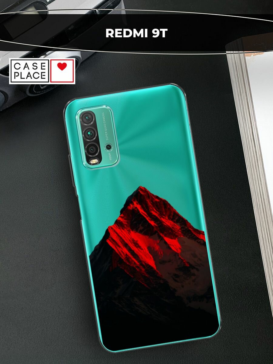 Чехол на Xiaomi Redmi 9T / Сяоми Редми 9Т с принтом Красная гора 2, прозрачный