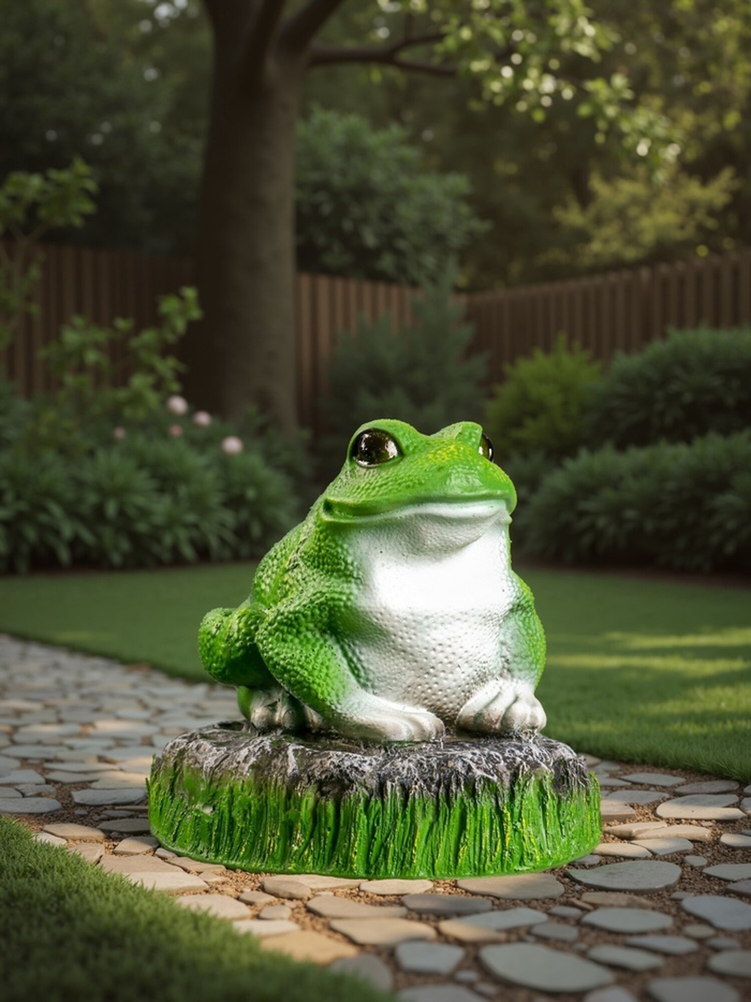 Садовая фигура Хорошие сувениры "Лягушка на камне", 22 см, зеленый
