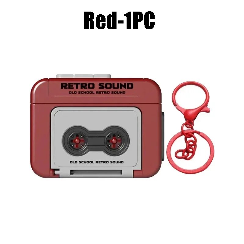 Ретро-брелок-магнитофон красный-синий Красный, Red-1PC