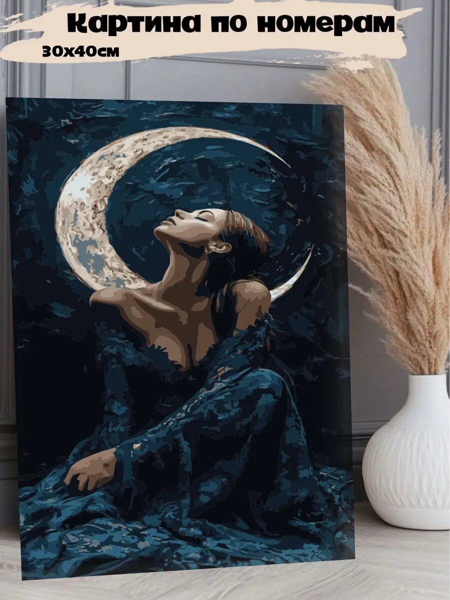Картина по номерам девушка и луна