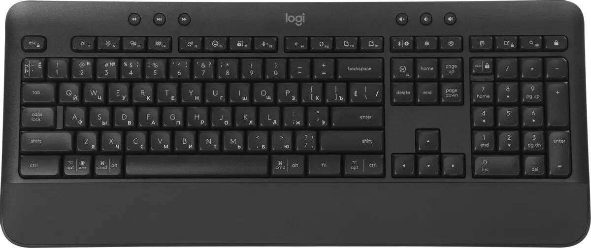 Клавиатура Logitech K650 черный USB беспроводная BT/Radio (подставка для запястий) (920-010954)