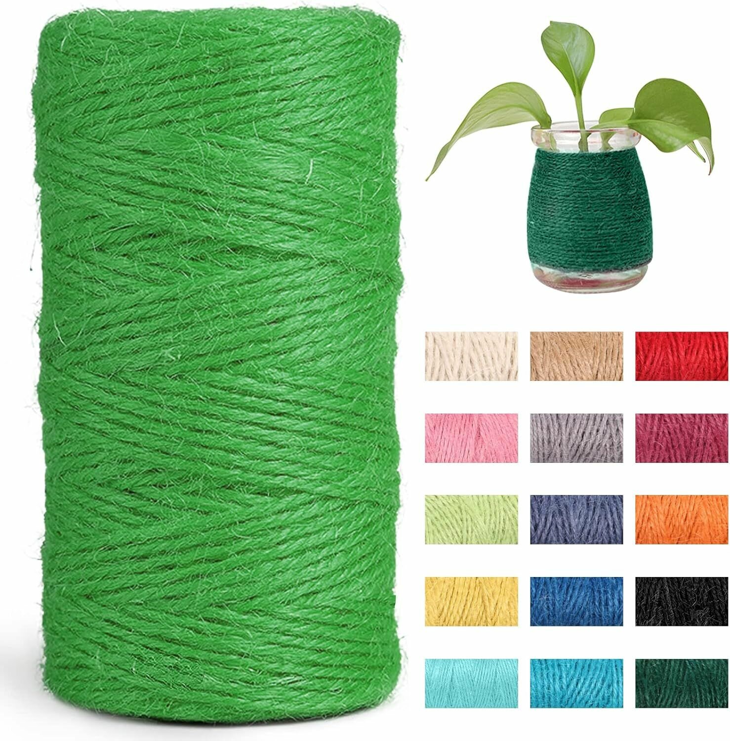 Натуральный джутовый шпагат 100 м, 3-слойная пеньковая веревка для упаковки подарков, свадебного и новогоднего декора, рукоделия и садовых работ, прочная экологичная джутовая бечёвка