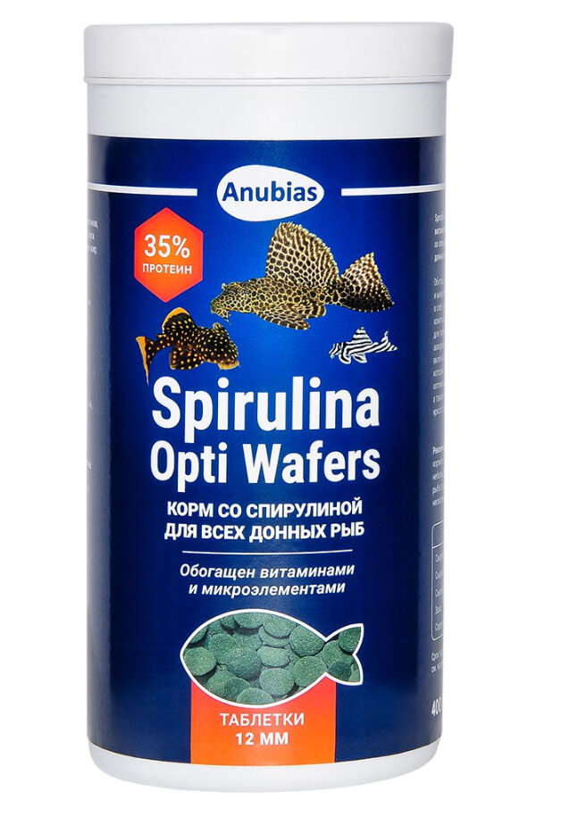 Корм для рыб со спирулиной Anubias Spirulina Opti Wafers, таблетки, 400 г