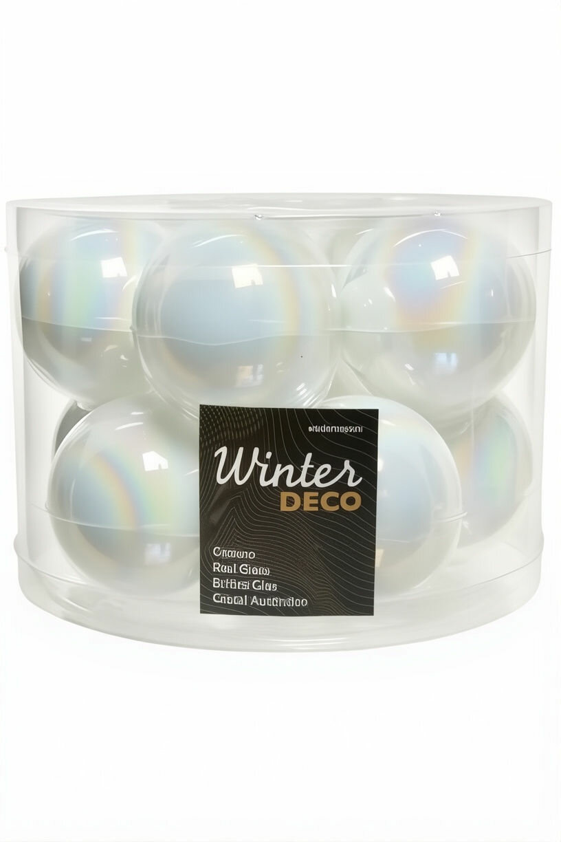 Набор стеклянных шаров глянцевых, цвет: белый перламутр, 60 мм, упаковка 10 шт, Winter Deco 140491