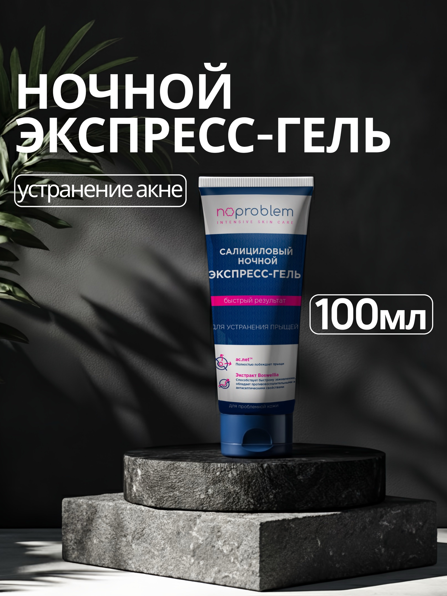 NoProblem Салициловый ночной экспресс-гель от прыщей, 100 мл