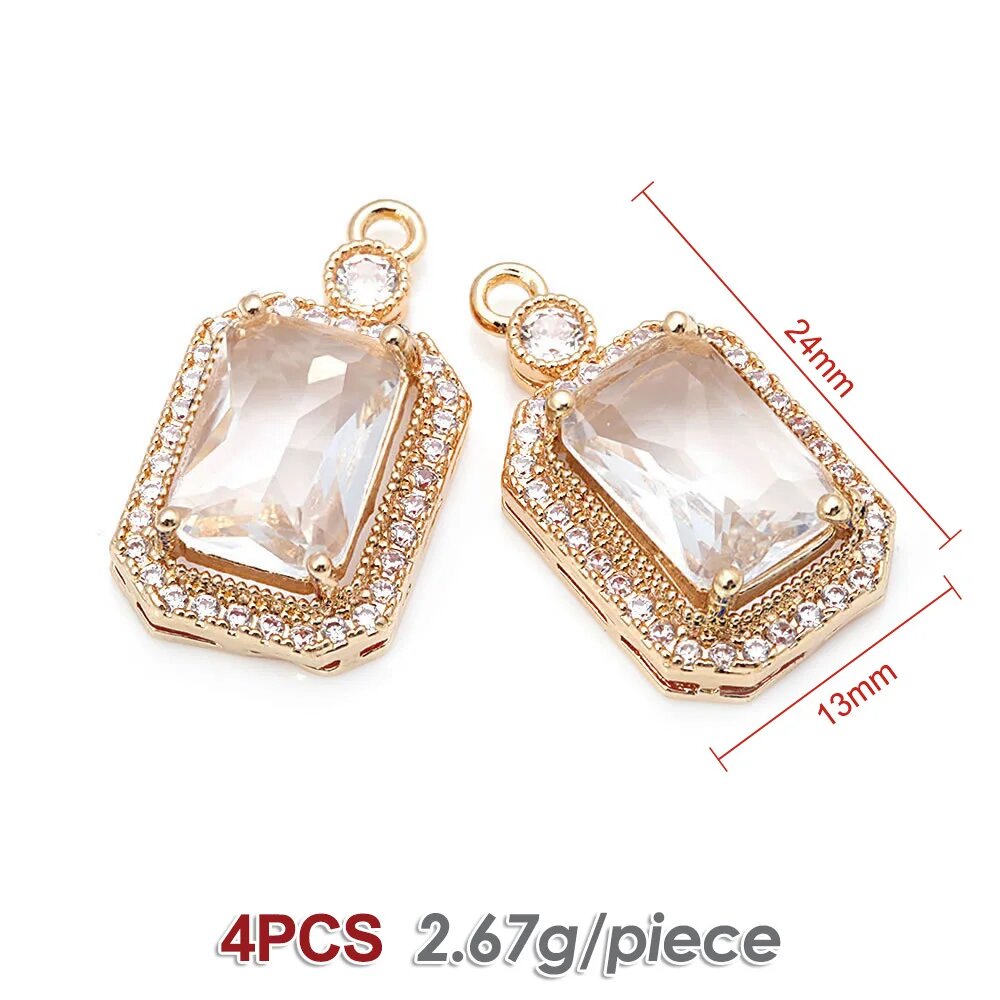 Подвески Rosediy, латунь, 18-каратное золото, 24x13 мм 52842-White