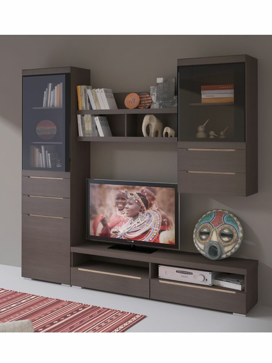 Гостиная Эколь Вариант №3 2224х1808х382 Венге/Шоколад, МИФ