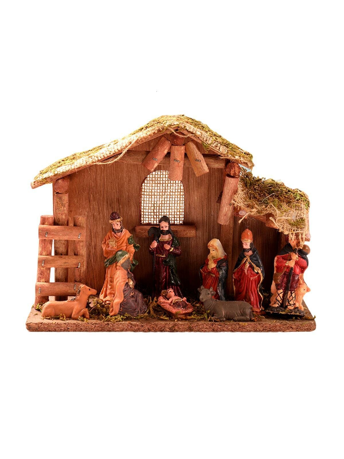 Рождественские Вертепные фигурки, Статуэтка из смолы, Статуэтка из смолы с устойчивой статуей Святого семейства, Центральные элементы стола, украшения для дома