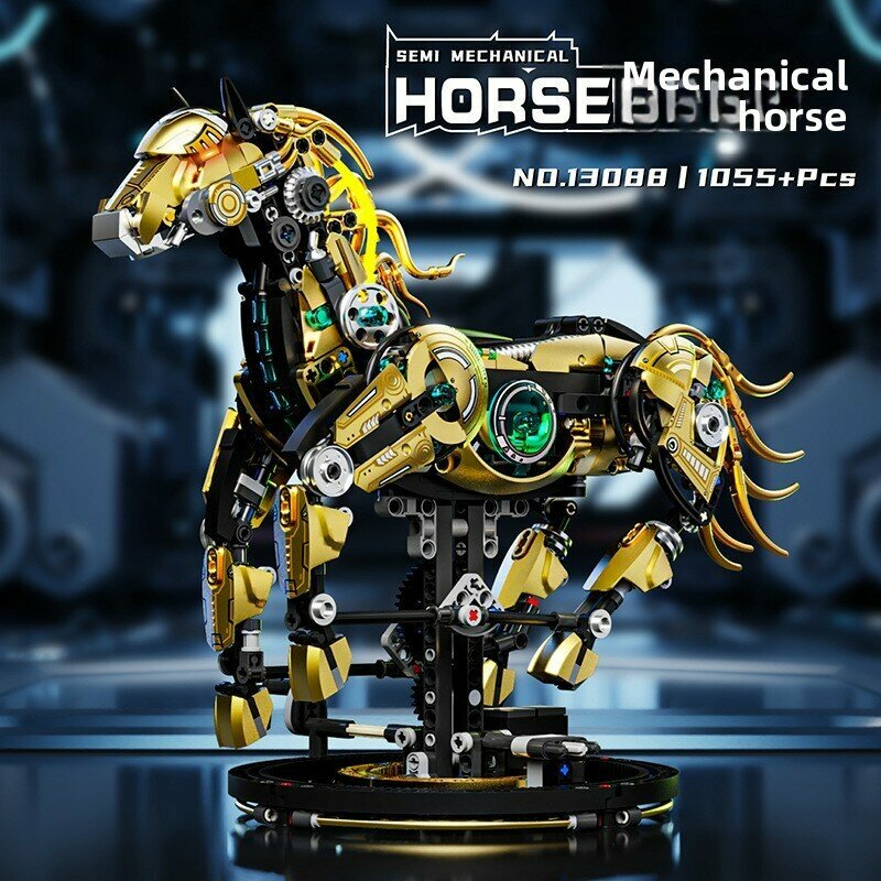 Механическая лошадь набор для сборки diy из пластмассовых блоков для детей и обучения