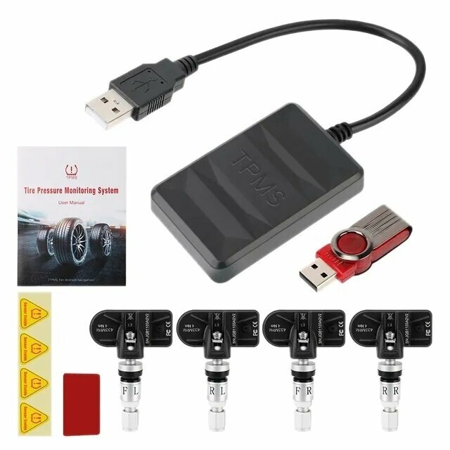 Автомобильная система контроля давления в шинах TPMS USB Android Навигация Определение давления в шинах Внутренний датчик давления в шинах