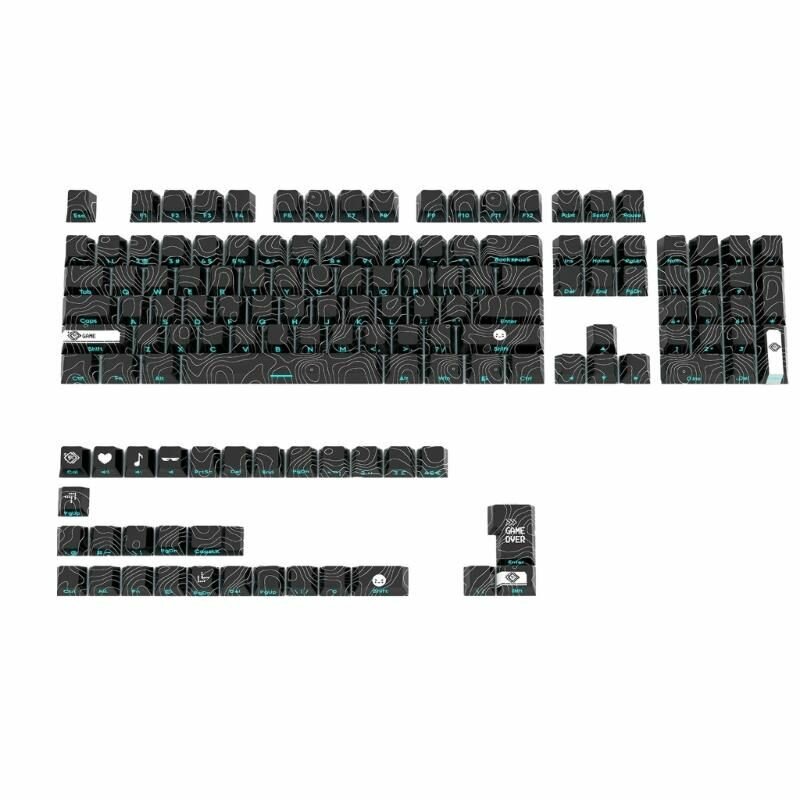 Двойные PBT кейкапы с подсветкой для Cherry MX, 135 клавиш с черной стороны
