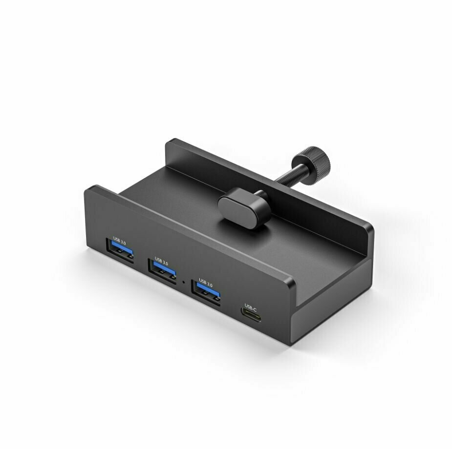 USB-хаб на 4 порта, 3 * USB 3.0 + 1 * TYPE C, с креплением, черный