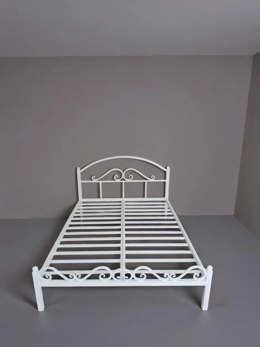 Кровать Loft Mebel Ариэль 200, белая, кованая, двуспальная, 200х200см
