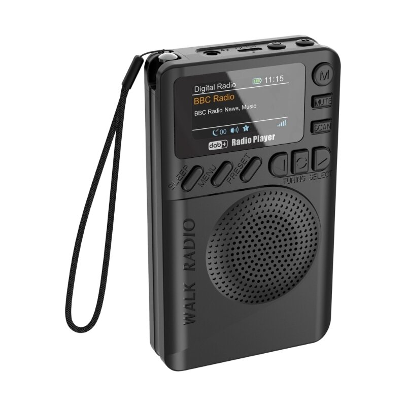 Карманный Размер DAB Цифровое Радио MP3 Воспроизведение FM Радио с Цветным Дисплеем 1,47 Дюйма Хороший Звуковой Динамик для Ходьбы Бега