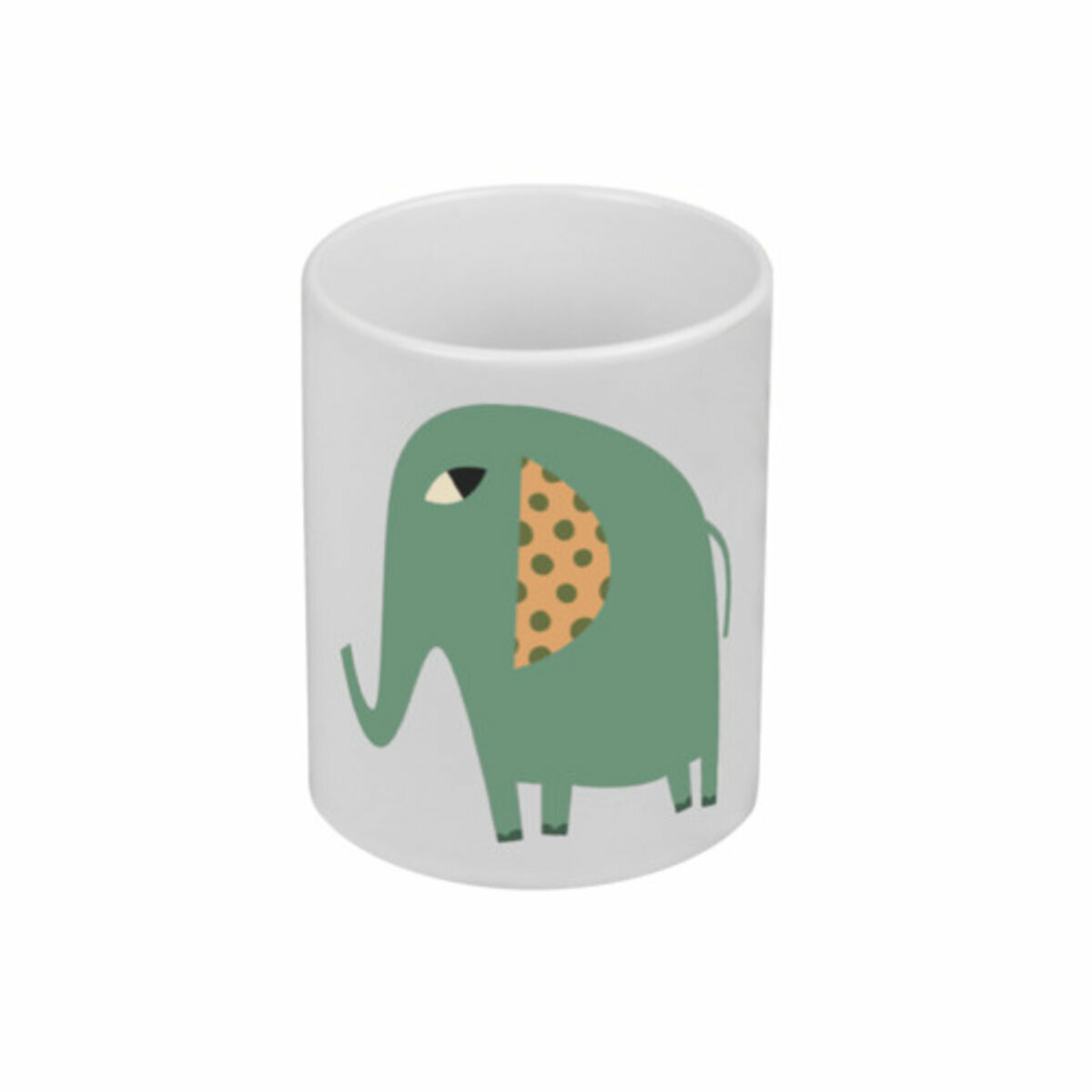 Кружка «Милый зеленый слон, в горошек» (белый)