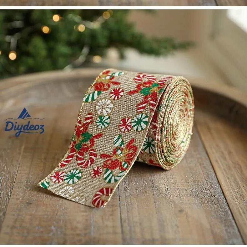 Ленты из льняной ткани для рождественских вечеринок для украшения гирлянд и подарочных коробок, аксессуары для оформления интерьера для создания праздничной атмосферы