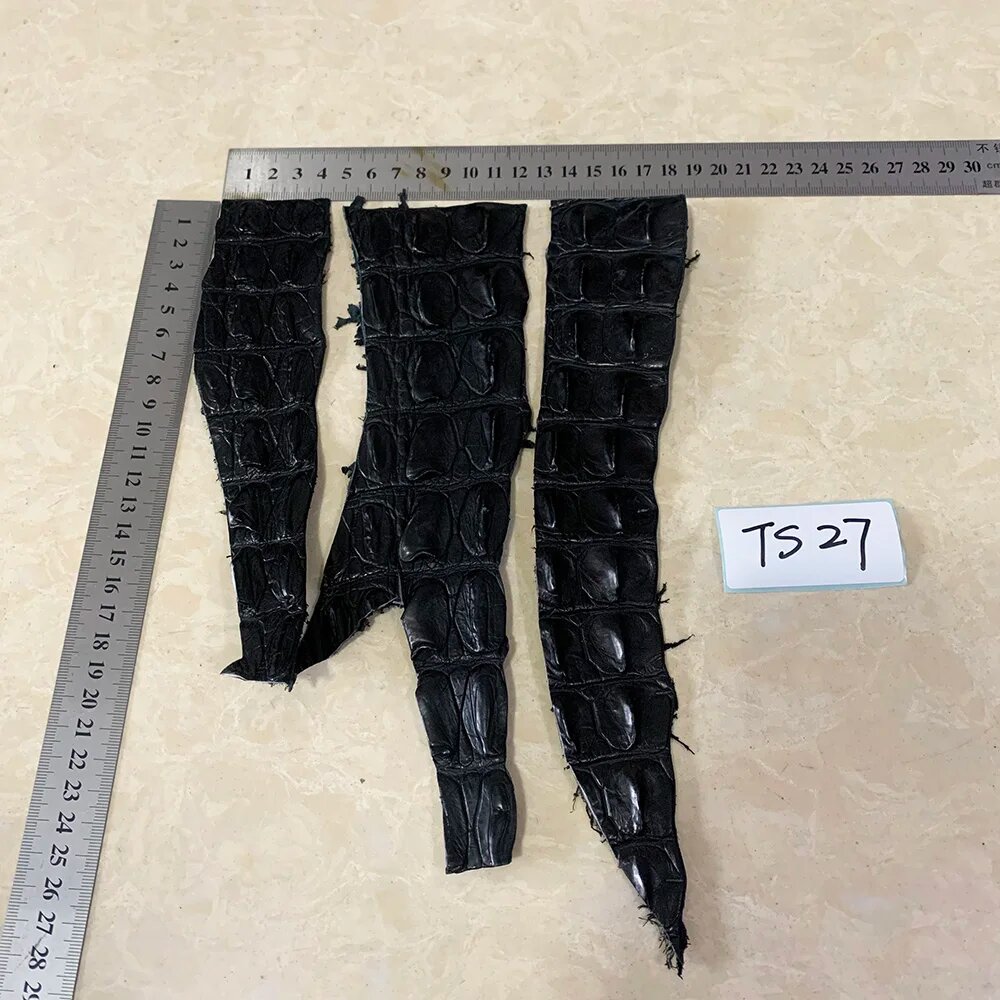 Натуральная дублёная крокодиловая кожа Черный, TS27