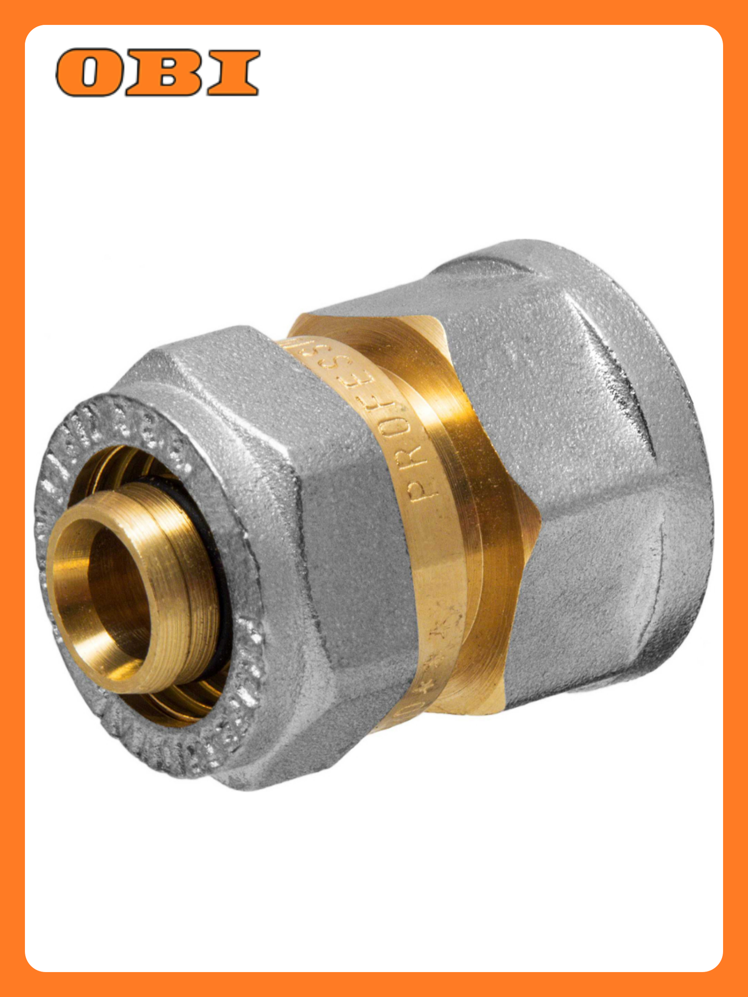 Соединитель Rvc 16 x 1/2", муфта, латунь, никелированный, 26 см