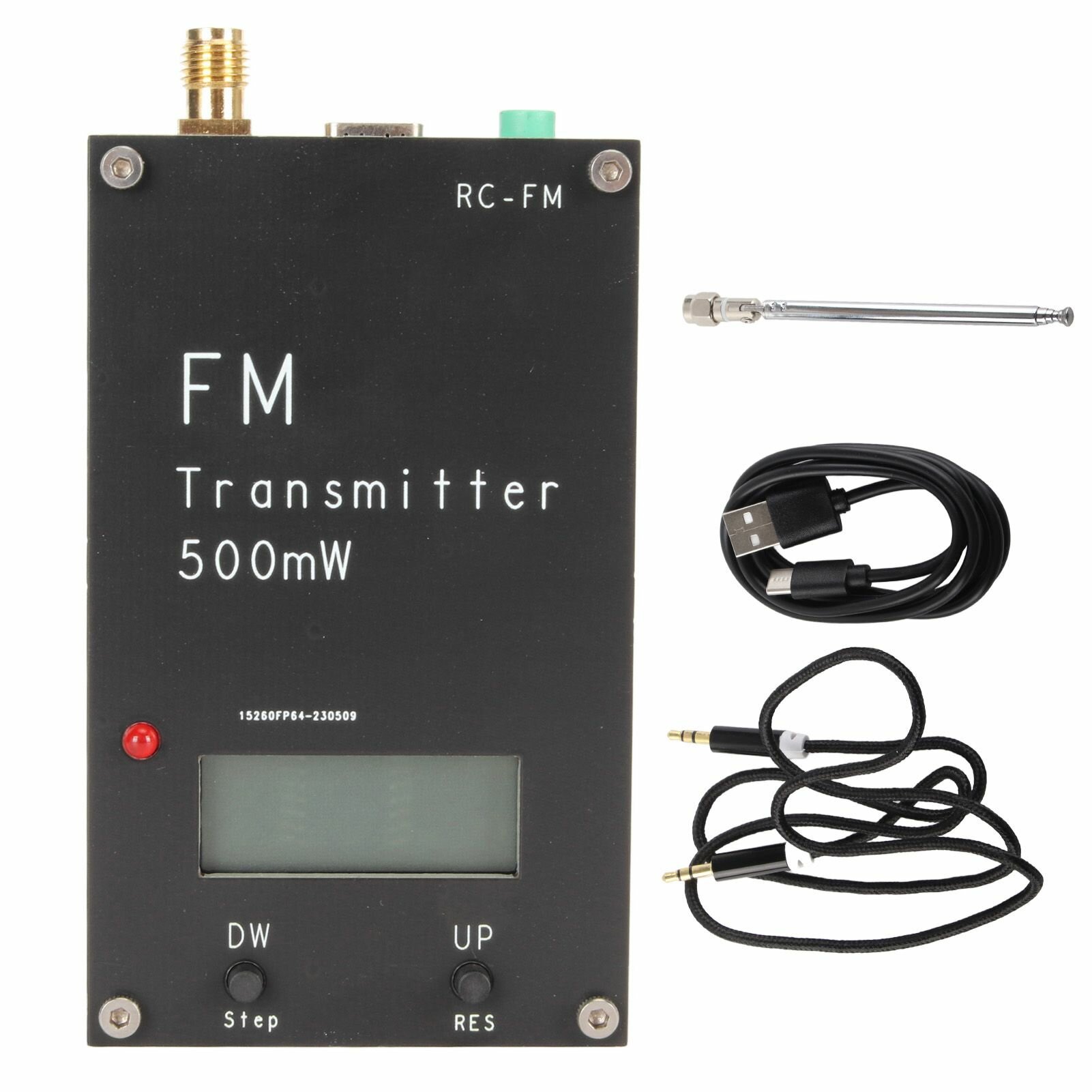 FM-передатчик 500мВт с ЖК-дисплеем и USB Type-C (88-108МГц)
