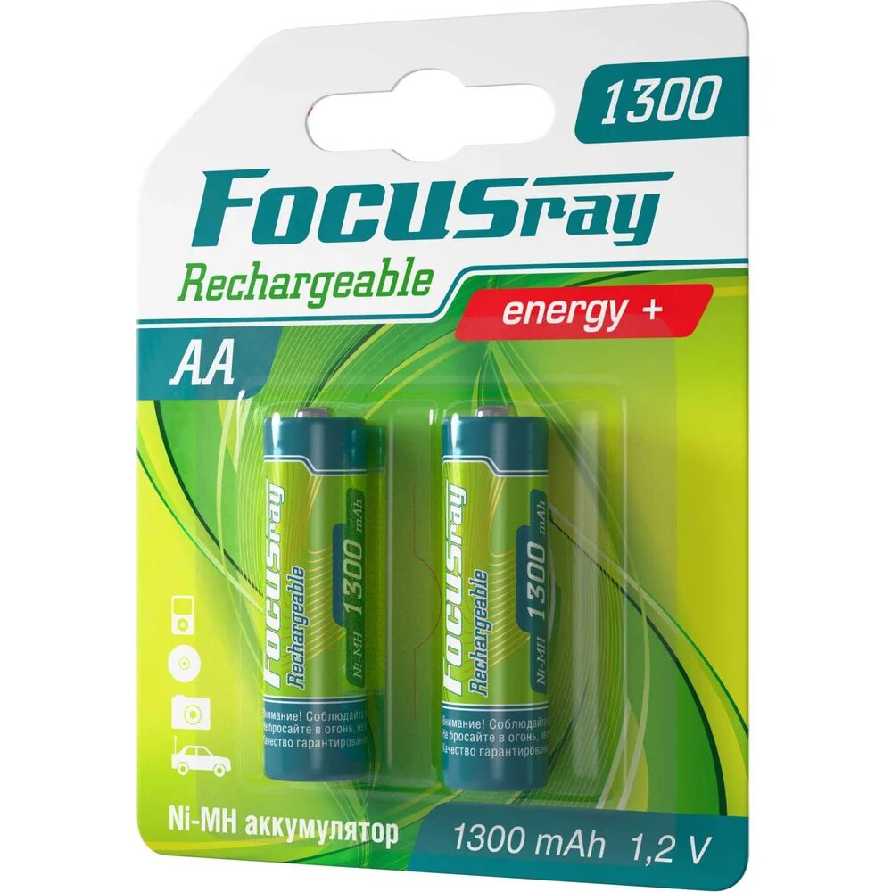 Аккумулятор Focusray 629035, Ni-MH, 1300mAh, AA, 2 шт, блистер — фото 1
