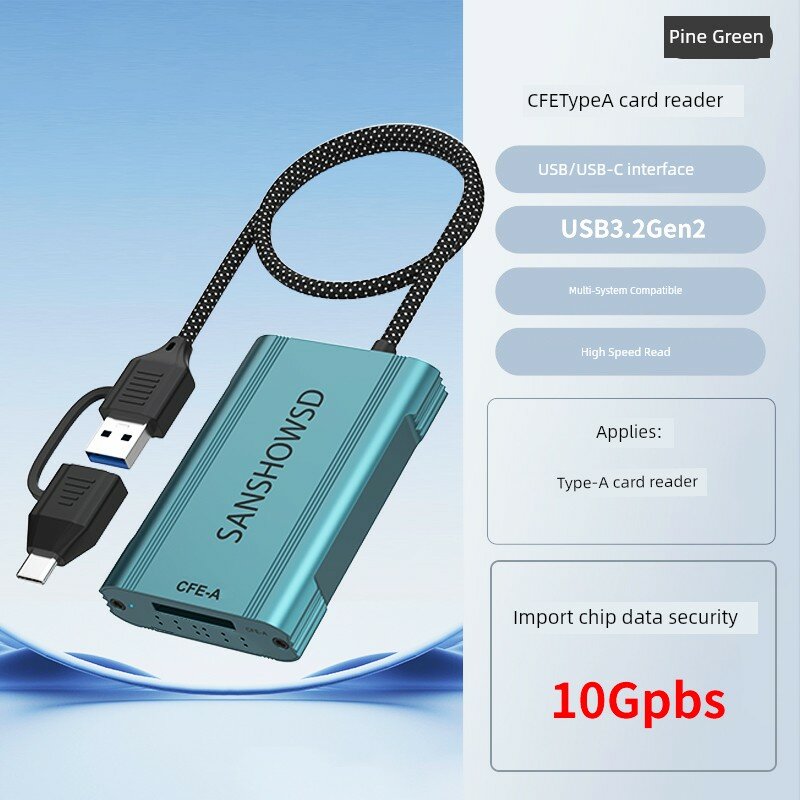 CFexpress Type-A одноконтактный карт-ридер USB 3.2 Gen 2 10Gbps, оливковый цвет для Windows и macOS